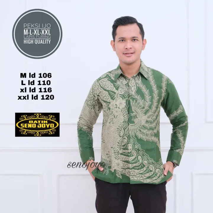 Kemeja batik lengan panjang warna hijau muda / batik pria terbaru 2022 ...