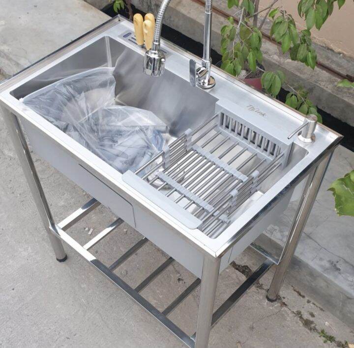 Bak cuci piring kotak 1 lubang full set kitchen sink full stainless ...