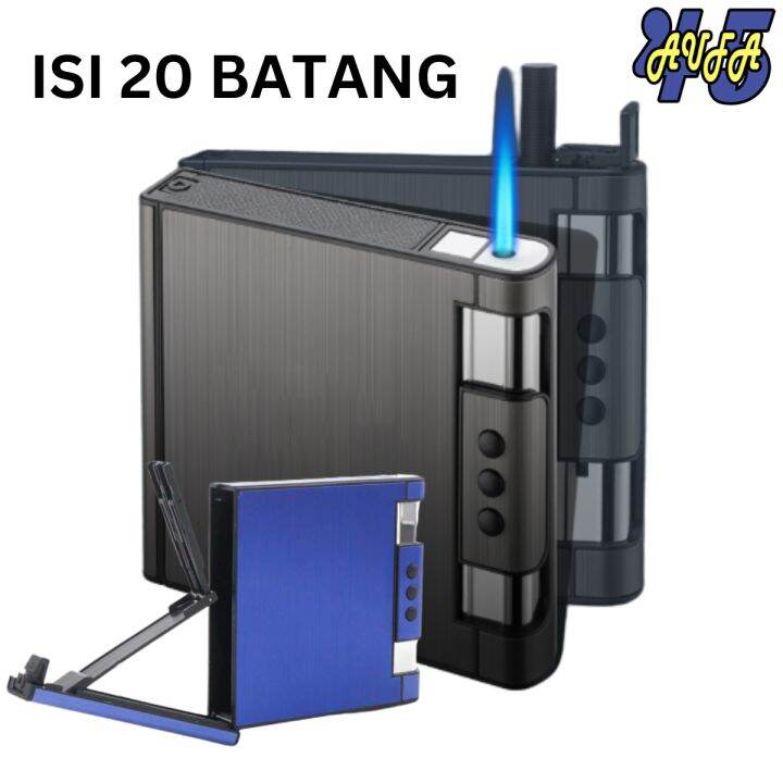 KOTAK ROKOK PLUS KOREK API BARA BUTANE ISI 20 SLOT ROKO BAHAN ALUMINIUM ...