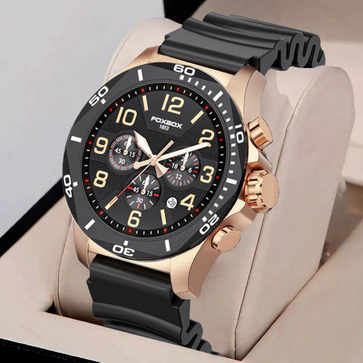LIGE Sub ยี่ห้อ FOXBOX แฟชั่นผู้ชายดูสบายๆทหารกีฬากันน้ำผู้ชายดูนาฬิกาควอตซ์ + กล่อง | Lazada.co.th