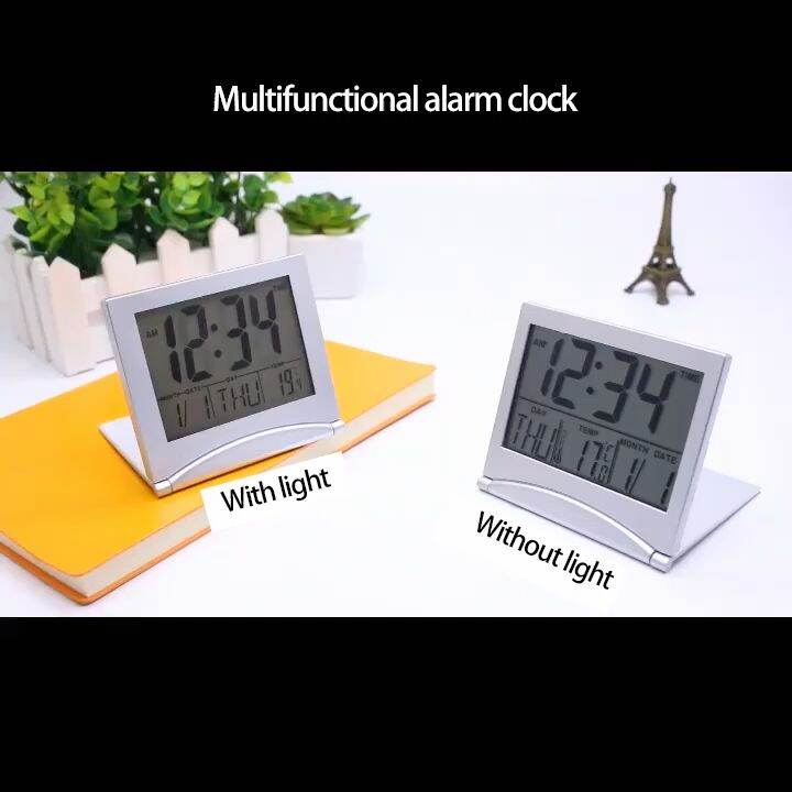 Mini Travel Alarm Clock, Digital LCD Display Desk Foldable Clocks With ...