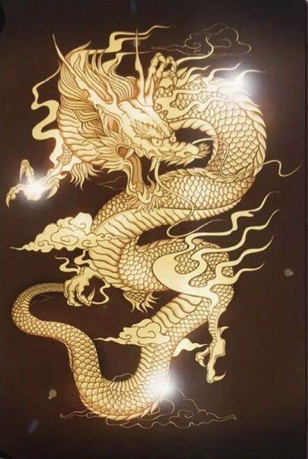 ภาพมงคล รูปภาพมังกรทอง dragon ขยาด A5 5x7 มีกรอบ , A4 8x12 มีกรอบ , A3 ...