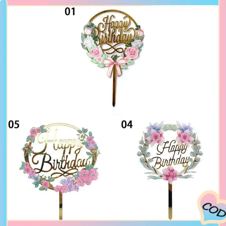 Topper Cake Akrilik Motif Bunga Pastel | Lazada Indonesia