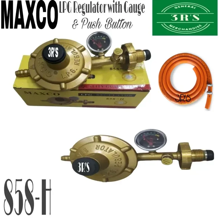 MAXCO LPG Regulator with Gauge & Push Button (858-H) with 1.5 regulator ...