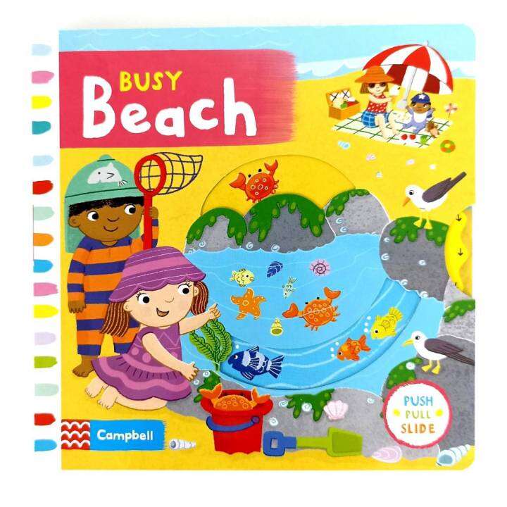 Campbell Busy Beach Push Pull Slide Board Book | Lazada Indonesia