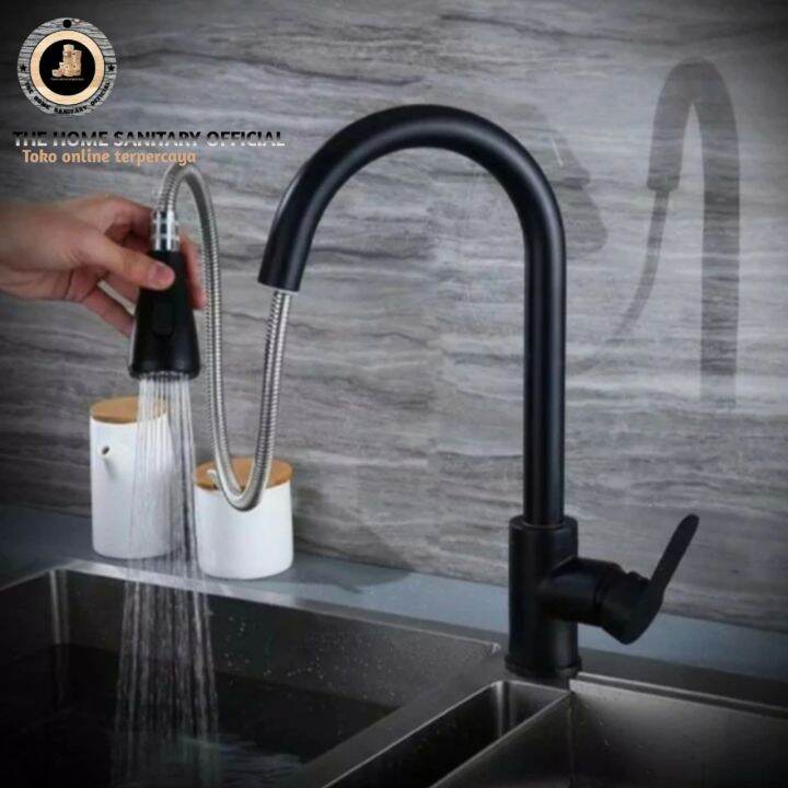 Kran tarik panasdingin, kran kitchen sink kran mixer stainless HITAM ...