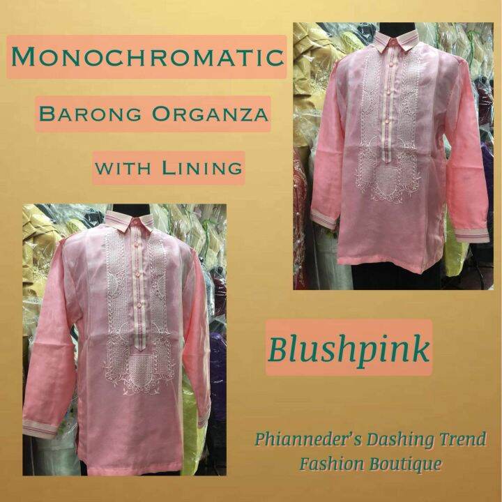 " BLUSHPINK " - MONOCHROMATIC BARONG ORGANZA WITH LINING | Lazada PH