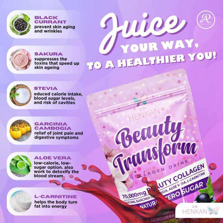 HENKAN BEAUTY TRANSFORM COLLAGEN DRINK 70,000 MG with L-carnatin e ...