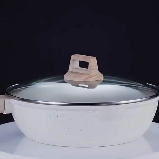 LEUSE 4 pcs Nonstick Pan Cookware Set Wok Milk Pan Frying Pan with Lid ...