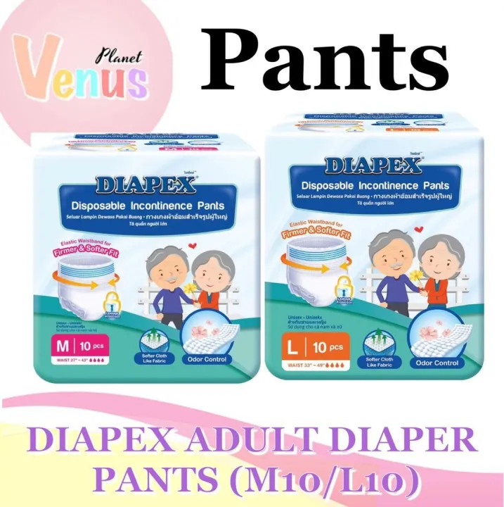 DIAPEX DISPOSABLE INCONTINENCE PANTS (M10/L10) | Lazada