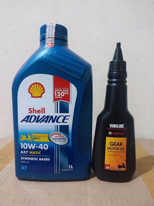 Paket Oli Shell AX7 Matic 10W 40 1 Liter + Oli Gardan Yamalube 150ml ...