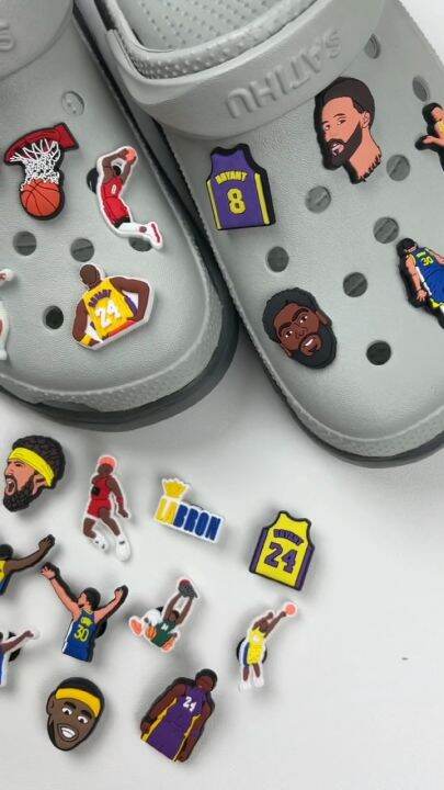 New Jibbitz NBA Star James/Kobe Lakers Thompson Curry set Jibbitz Crocs ...