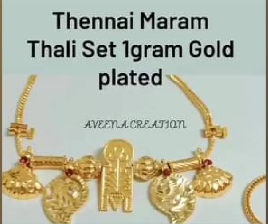 🧿Sale Gold Plated Thennai Thali full set with Chain "30inch + Thali ...