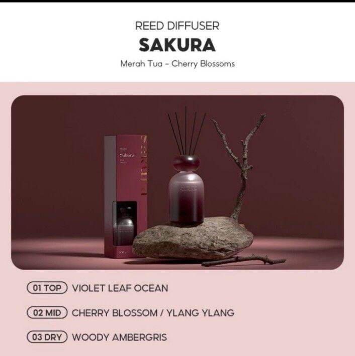 Reed Diffuser Pengharum Ruangan Aromaterapi Bunga 100ml Sakura | Lazada ...