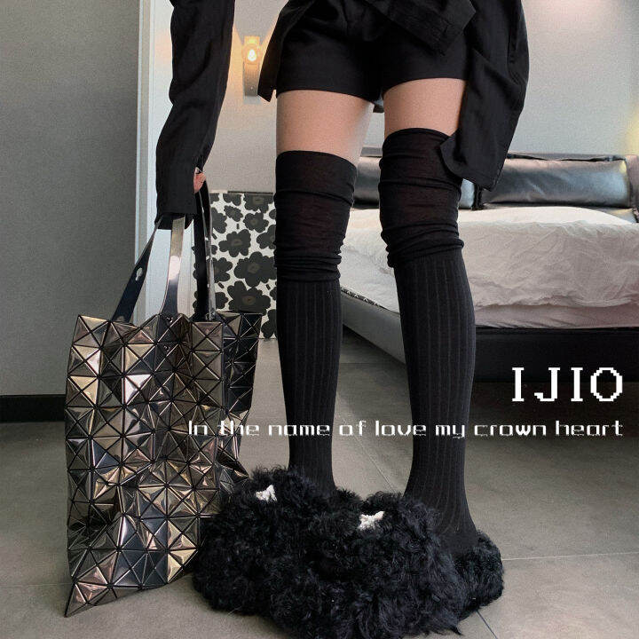 Ijio ถุงเท้าแบบซ้อนแนวเท่ๆหวานๆสำหรับคนส่วนน้อยถุงเท้าขาเดฟคลุมเข่าลาย ...