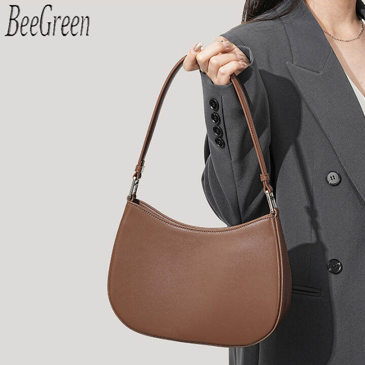 BeeGreen Women Real Leather Elegant Underarm Pouch High Fashion Plain ...