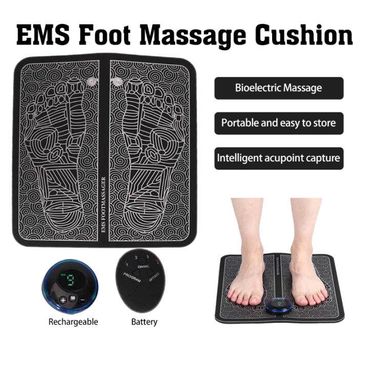 Electric Foot Massager Pad EMS Foot Massage Cushion Pulse Sole Muscle ...
