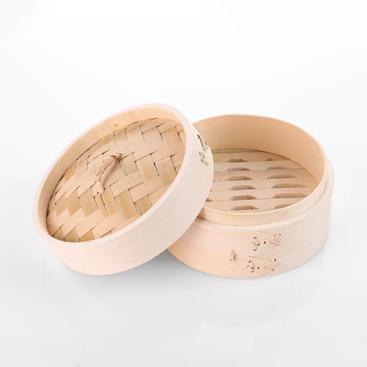 2 Tier Bamboo Steamer Basket Set medium model with 1 Lid / Dim Sum ...
