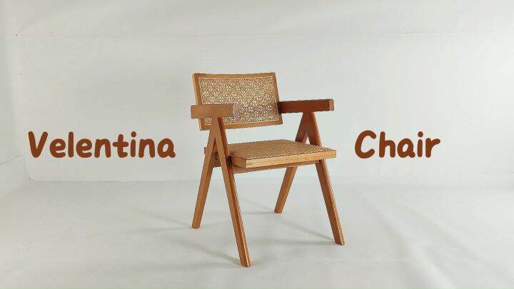 Scandinavian Designer Ratan Chair- Velentina/ Solid Rubber wood Rattan ...