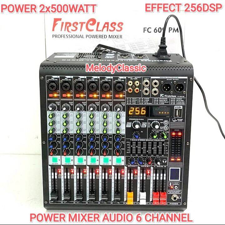 Power Mixer Audio Firstclass FC 609 FM Bluetooth 6Ch 2x500Watt 256DSP ...