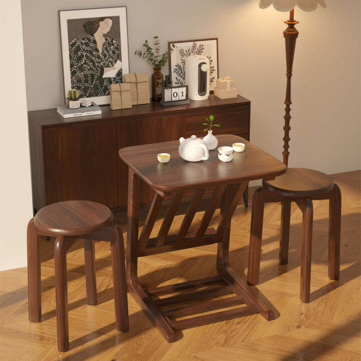 Solid Wood Stool Stackable Dining Chair Household Dining Table Stool ...
