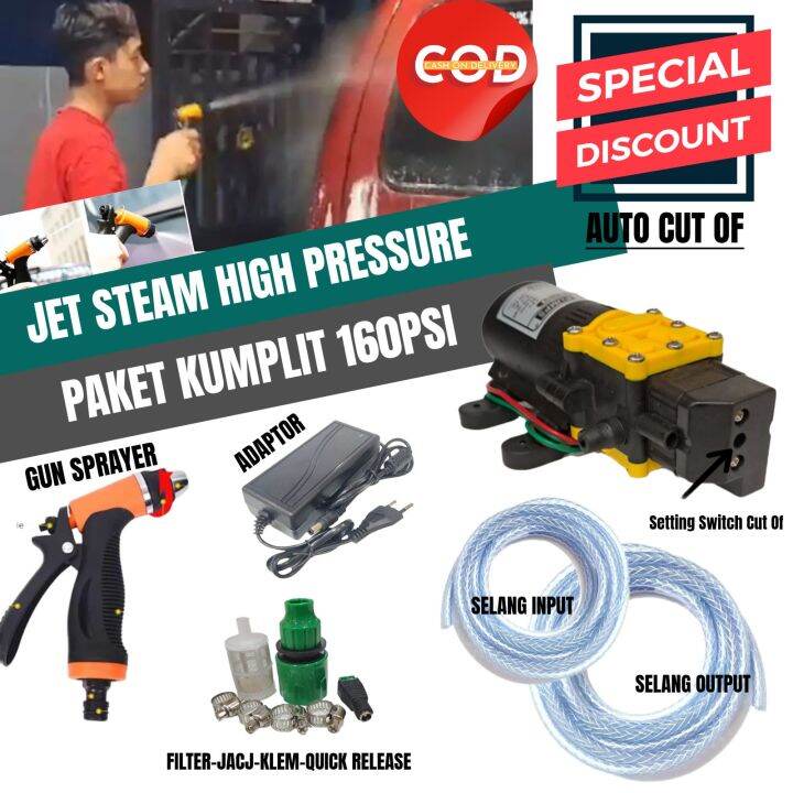 GUN ZET Pompa Dc 12v 160 psi Pompa Air bertekanan tinggi Gun jet ...