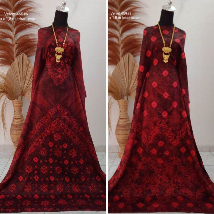 KAIN JUMPUTAN KHAS PALEMBANG VELVET 3 METERAN MERAH MAROON BAHAN DASAR ...