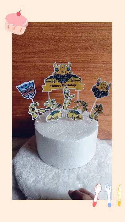 Topper Cake Bumblebee / Transformer Bisa Custom Nama untuk Hiasan ...