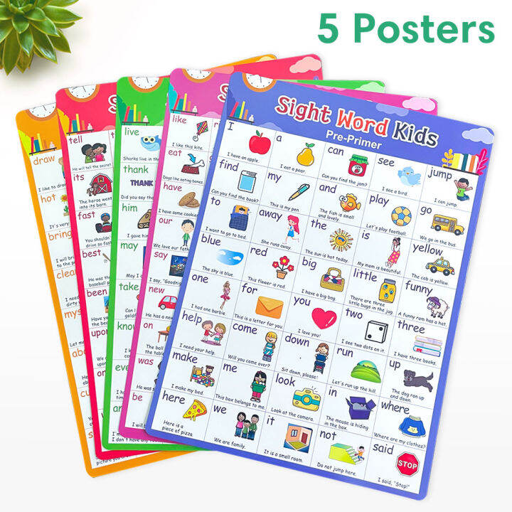220 Sight Word Big Cards for Kids Early English Learning Laminated ...