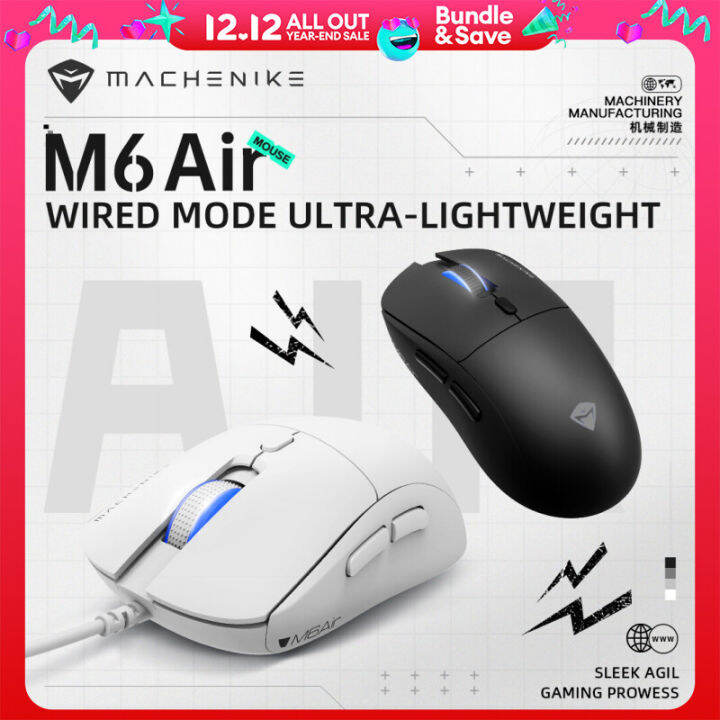 Machenike M6 Air Wired Gaming Mouse Mice Optical Sensor Lightweight 500Hz Polling Rate 6 Buttons ...