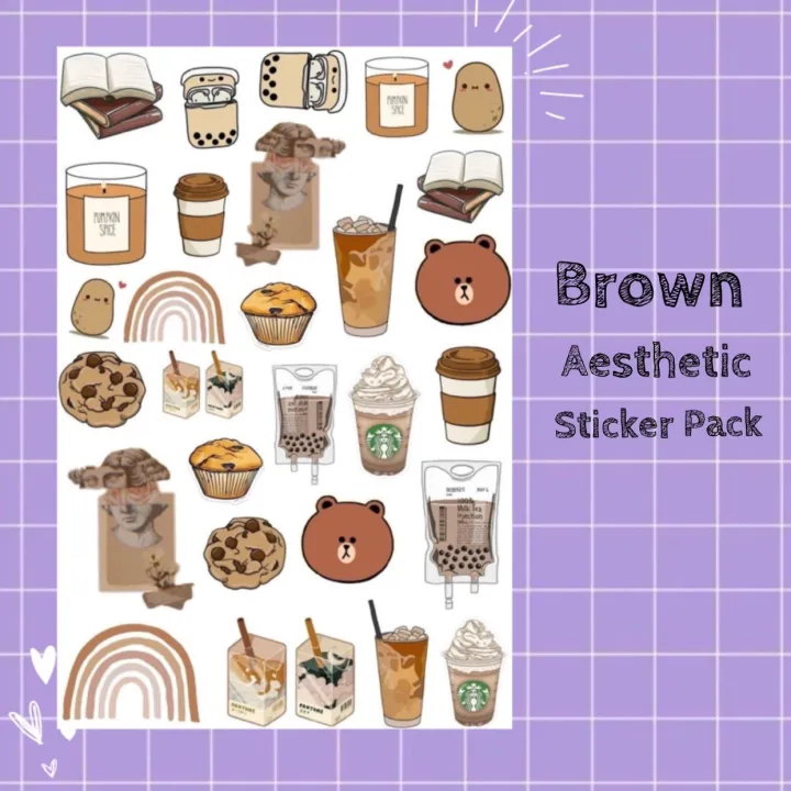 29pcs Aesthetic Brown Sticker Pack (Die-cut) | Lazada PH