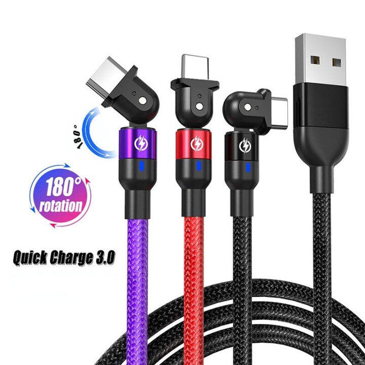 ♥FREE Shipping♥5A LED Light Fast Charge Type C USB Cable 180 Degree USB ...