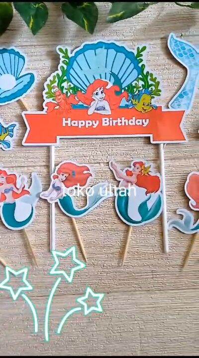 Topper Cake Custom Nama Mermaid / Putri Duyung untuk Dekorasi / Hiasan ...
