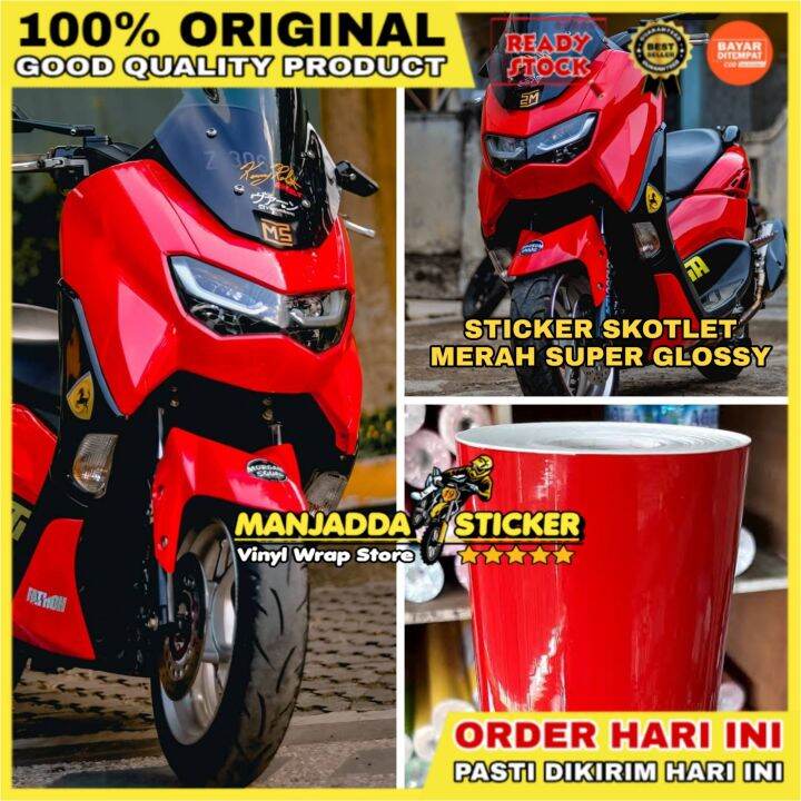 Sticker Skotlet Motor Warna Merah Glossy | Lazada Indonesia