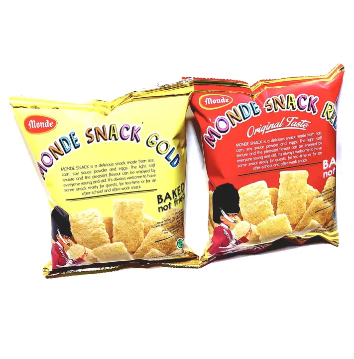 Monde Snack Red Original Taste Dan Gold ( Netto 30gr ) Baked Not Fried ...