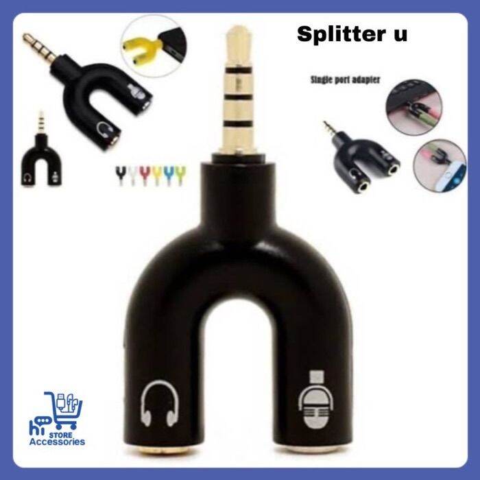 SPLITTER U | HANDPHONE HP SPLITER 2 IN 1 MIC AUDIO JACK 3.5MM | Lazada ...