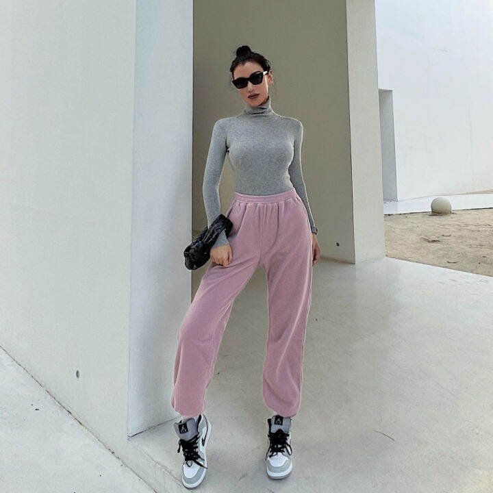 Duan-Style กางเกงลำลองใส่ในบ้านมีเชือกรูดผ้าฟลีซใส่สบายรุ่นดีแบบออริจิ ...