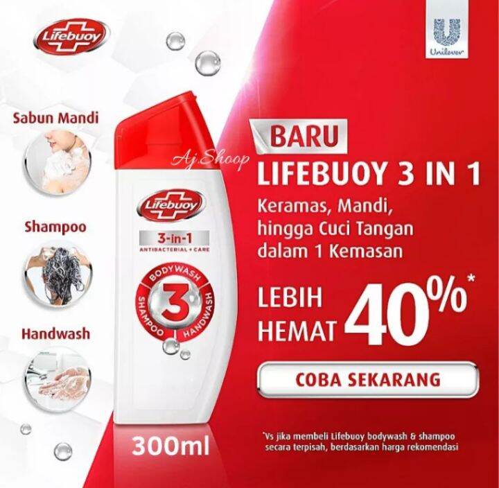 Lifebuoy 3 in 1 Shampoo+ Handwash+ Bodywash 300ml Kemasan Botol ...