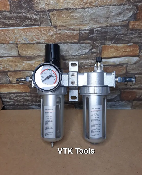 กรองดักน้ำมีเกจ์วัดลมในตัว รุ่น SFC400 เเถมข้อต่อลมเเละครอปเปอร์ 1 คู่ 1/2" | Lazada.co.th