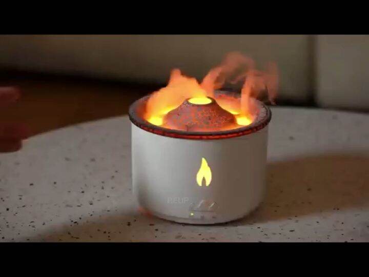 แถมน้ำมันหอม มีรีโมท เครื่องพ่นไอน้ำ ภูเขาไฟ Volcanic Flame Aroma Diffuser เครื่องพ่นไอน้ำอโรม่า ...