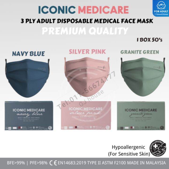 lconic 3 Ply Medical Face Mask- Signature(50pcs) | Lazada