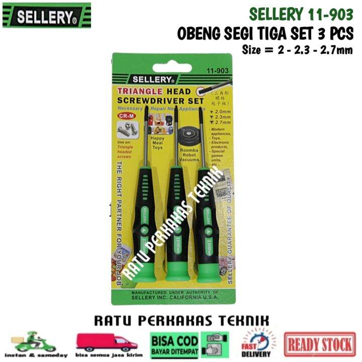 OBENG SEGITIGA SET 3 PCS SELLERY 11-903 TRIANGLE SCREWDRIVER HEAD OBENG ...