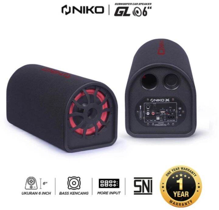 NIKO GL6 Speaker Tabung Subwoofer Mobil 6 inch 50 Watt Bluetooth Radio | Lazada Indonesia