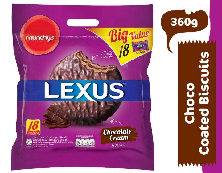 (18 sachets) Munchy Lexus Choco Coated Biscuits Halal Ready Stock | Lazada
