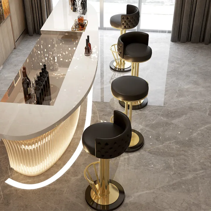 Modern Simple Light Luxury Bar Stool Stainless Steel Rotating Bar Stool ...