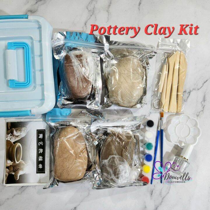 Pottery Clay Kit 4pcs 500g and Tools Air Hardening Clay Ceramic Clay ...