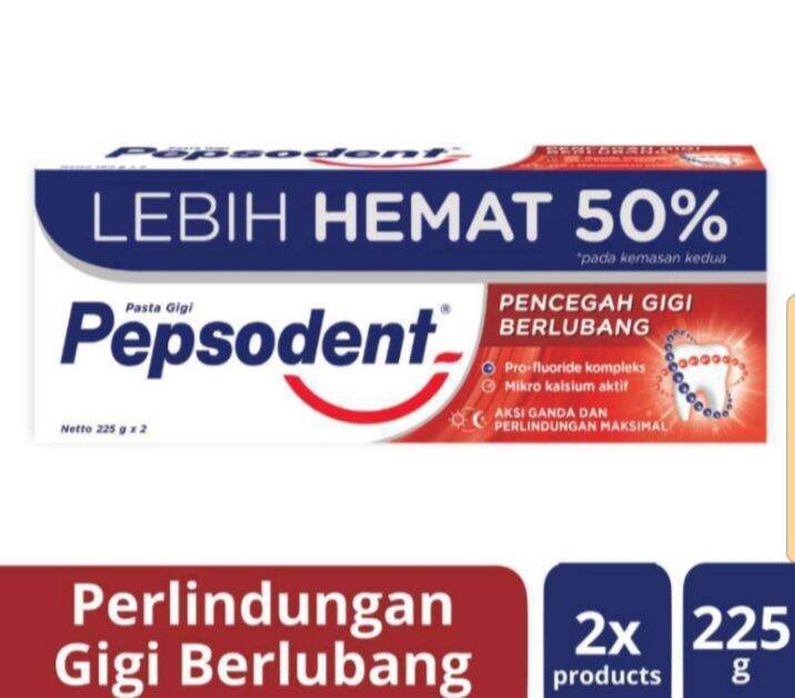Pepsodent Pencegah Gigi Berlubang Beli 1 Gratis 1 225g (2pcs) | Lazada Indonesia