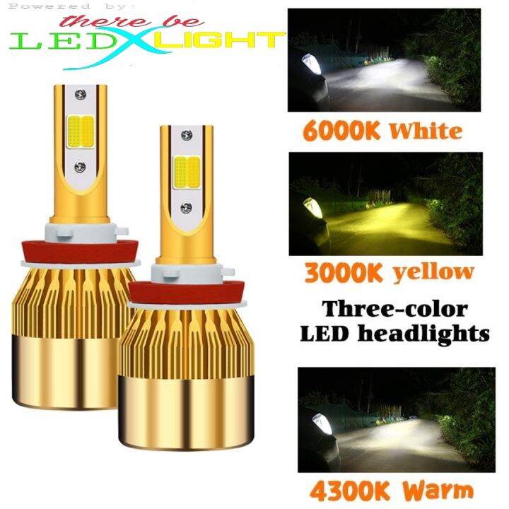 tri color led headlight and foglight 880-881 H1 H3 H4 H7 H11 HB3 HB4 Socket 1pair | Lazada PH