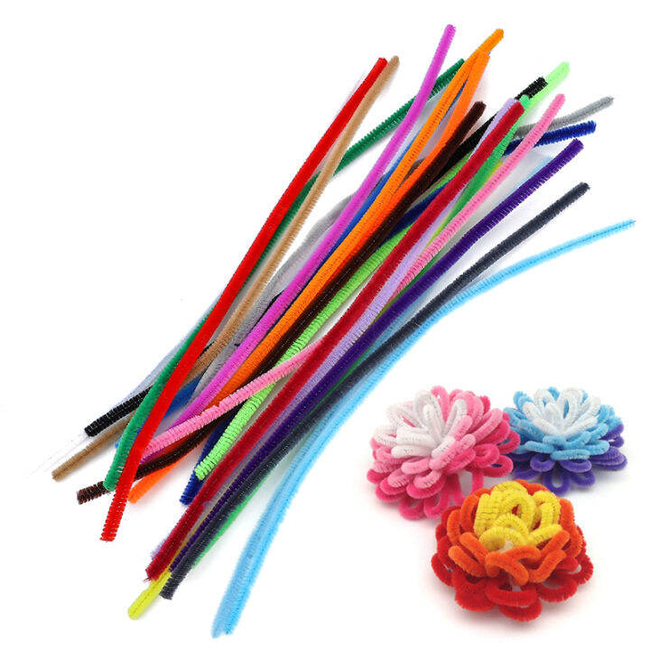 100pcs/Bag 30cm Chenille Stems Pipe Cleaners Kids Plush Educational Toy ...