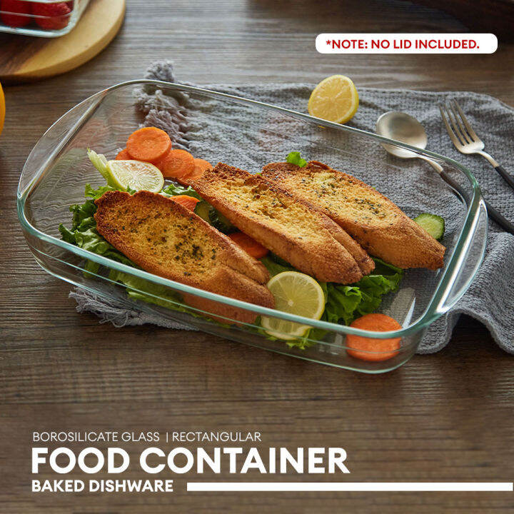 Rectangular Baking Plate Borosilicate Glass Snack Bread Pan Oven Safe ...